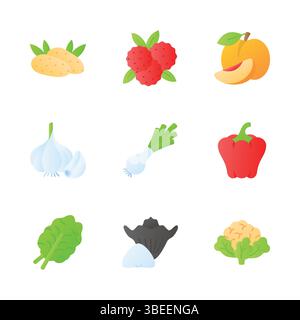 Get your hold on this amazing fruit and vegetable vectors set Stock ...