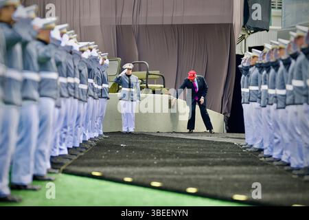 President Donald Trump arrives at Michie Stadium at West Point Military ...