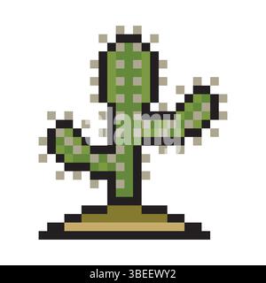 Pixel art green cacti illustration captures vibrant desert plants in a ...