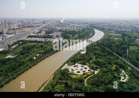 Bayannur. 28th May, 2025. An aerial drone photo taken on May 28, 2025 ...