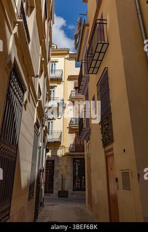 Old Valencia narrow street historical houses traditional spanish ...