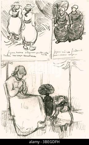 Vincent van Gogh's 'Three Studies of a Woman with a Shawl' features the ...