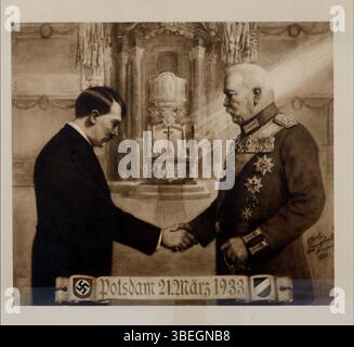 German propaganda postcard. Adolf Hitler and Benito Mussolini. Two ...