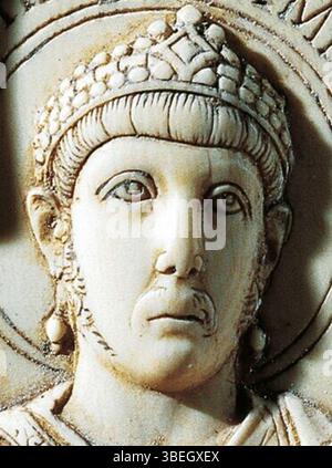 Ivory diptych of Consul Anicius Petronius Probus depicting Emperor ...