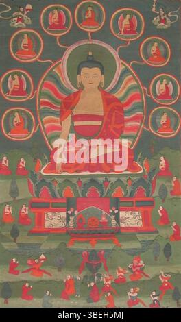 This 19th-century Tibetan thangka portrays Padmasambhava, a key figure ...