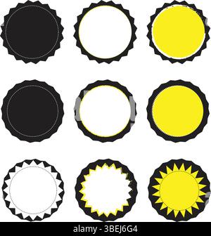 Starburst, sunburst badge, seal shape. Circular banner, price tag ...