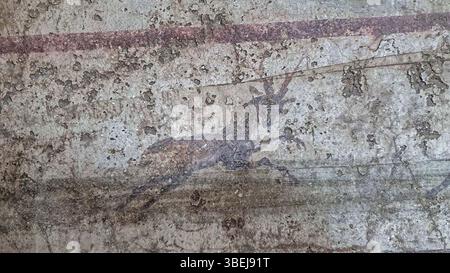 Fresco depicting a hunting scene from an ancient Egyptian tomb. Dated ...