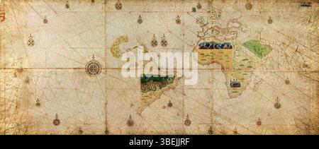 The 1523 Turin Map, also known as the Geocarta Nautica Universale, was ...