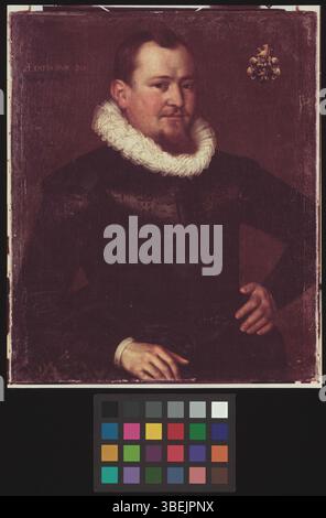 This black and white photograph captures a painting of Johann Jakob Linder, created between 1800 ...