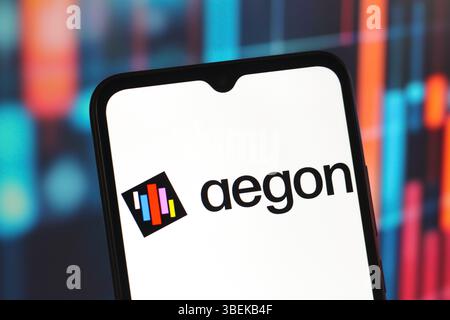 In this photo illustration, the logo of Aegon is displayed on the ...