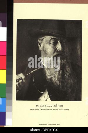 Black and white collotype print of a drawing showing Jacob Burckhardt ...