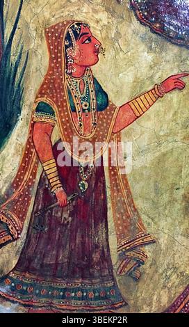 Fresco artwork from Pothi-Mala, Guru Harsahai, Punjab 111 Stock Photo ...