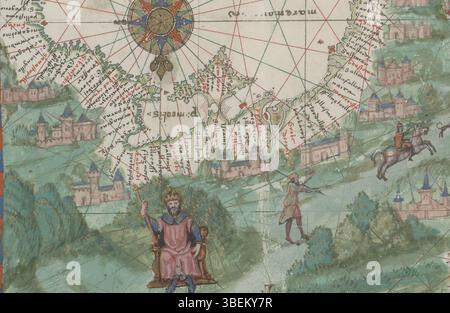This anonymous chart from the 16th century depicts the region around ...