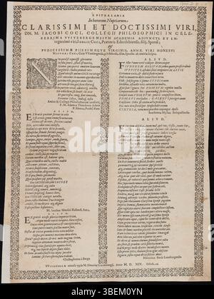 Epithalamium written in honor of the marriage of M. Jacobi Coci and ...