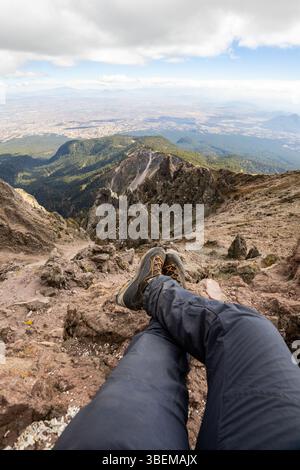 Scenic view of the rocky terrain of Malinche Volcano in Mexico under a ...
