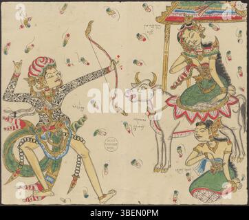 This artwork depicts a scene from the Mahabharata, where Narada and ...