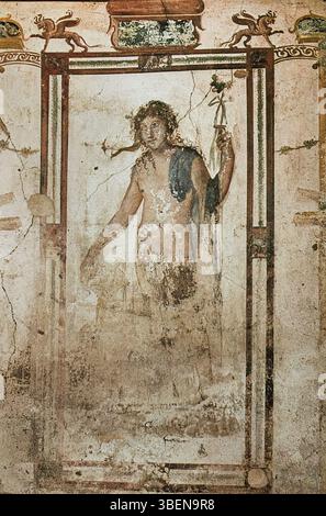 This fresco from Pompeii depicts Bacchus, the Roman god of wine ...