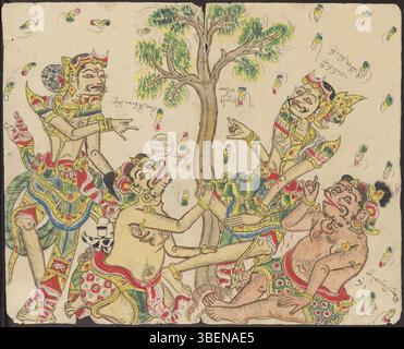 This drawing depicts the epic moment from the Mahabharata where Arjuna ...