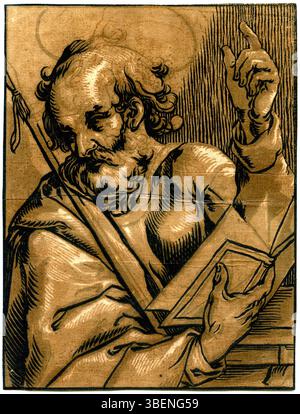 A chiaroscuro woodcut by Ludolph Büsinck, depicting Saint Judas ...