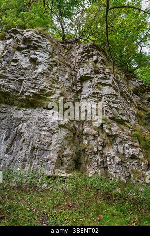 The limestone quarry near the base of Cave Dale in Castleton, with ...