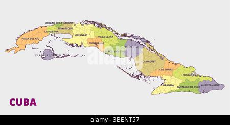 Cuba political map of administrative divisions - provinces. Grey blank ...