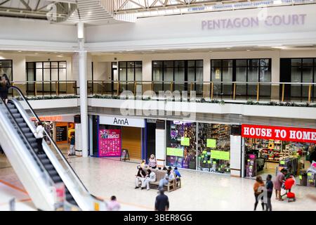 Inside the Pentagon Shopping Centre, Chatham, main atrium public space ...
