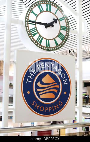 Inside the Pentagon Shopping Centre, Chatham, main atrium public space ...