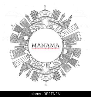 Outline Manama Bahrain City Skyline with Modern Buildings and copy ...