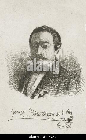 Self -portrait of Joseph Hartogensis, Joseph Hartogensis, 1857 print ...