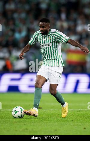 Cedric BAKAMBU of Real Betis Balompie celebrate his goal with teammates ...