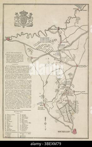 This 1815 plan of the Battle of Waterloo shows the strategic movements ...
