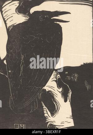 Raven on birch tree 1913 by Jan Mankes Stock Photo - Alamy