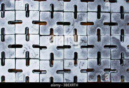 Galvanized metal plates for securing cargo on the deck of a cargo ship ...