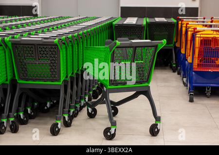 Shopping carts are lined up at The Home Depot store on Monday, Feb. 22 ...