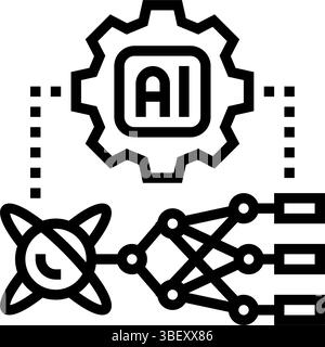 ai and computing merge quantum computer color icon vector illustration ...