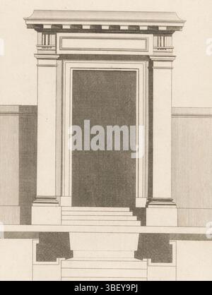 Gate with pilasters and staircase; Plan et elevation d'Une Porte avec ...