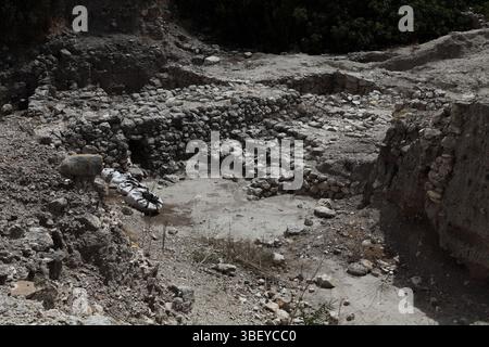 Tel Megiddo, Armageddon, ruins of & steps in a Cana'anite rulers Palace ...