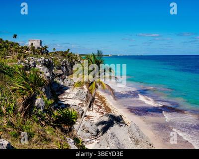 View towards El Castillo and Temple of the God of Wind, Tulum ...