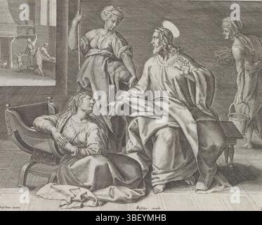 Ambrosius Francken Christ in the house of Maria and Martha. Copper ...