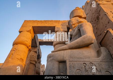 View of Luxor Temple during golden hour, Luxor, Egypt, Africa Stock ...