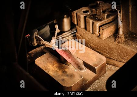 Craftsman forges handmade knife at Takefu Knife Village Stock Photo - Alamy