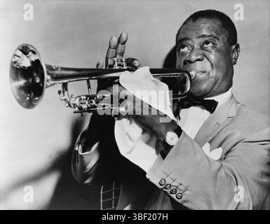 Louis Armstrong (1901-1971), African American Jazz musician, conducting ...