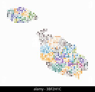 Malta Dot Map. Island Digital Style Shape. Malta vector image. Island ...