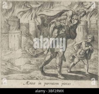 Aeneas flees with his family from Troy, Agostino Carracci, After ...