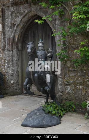 Norman king on horseback, in chainmail armour and red surtout, wearing ...