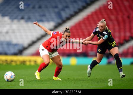 Austria's Laura Wienroither (left) and Scotland's Freya Gregory battle ...