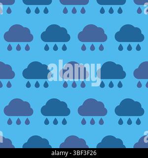 Seamless pattern with clouds. Rain. Illustration in hand draw style ...