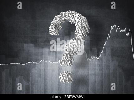 Big question mark on graphs and diagrams background, 3D rendering Stock ...