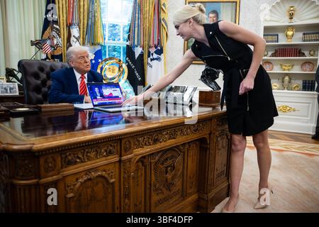 Natalie Harp, and aide to President Donald Trump, arrives on the South ...