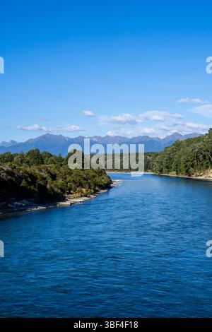 Overlooking the Waiau River from the Rainbow Reach Bridge at the end of ...